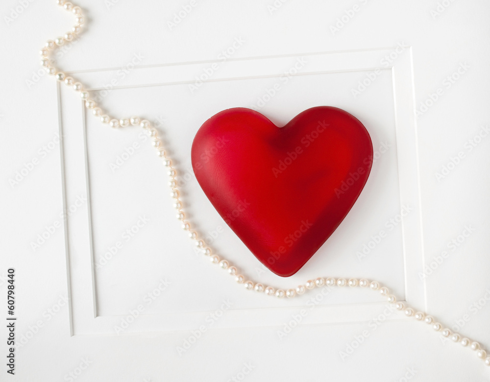 Red Heart with String of Pearls Stock Photo | Adobe Stock
