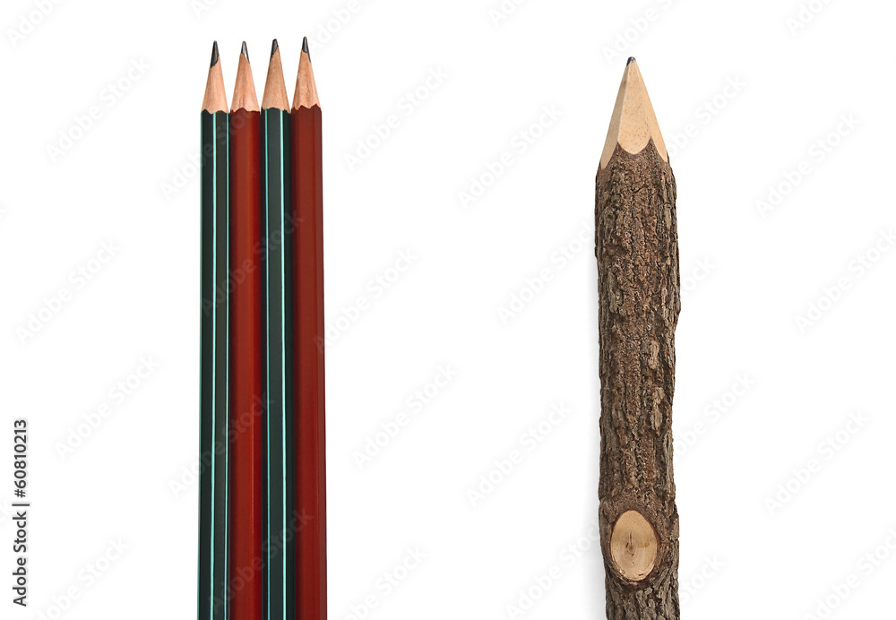 Pencils arranged vertically on a white background Stock Photo | Adobe Stock