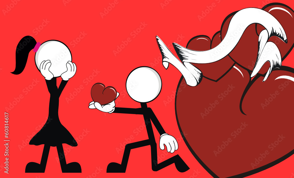 pictograms love stick man and girl background Stock Vector | Adobe Stock