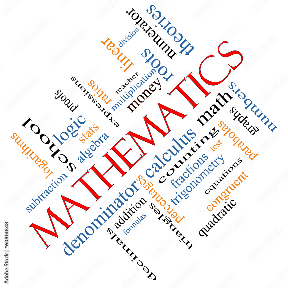 Mathematics Word Cloud Concept Angled Stock Illustration | Adobe Stock