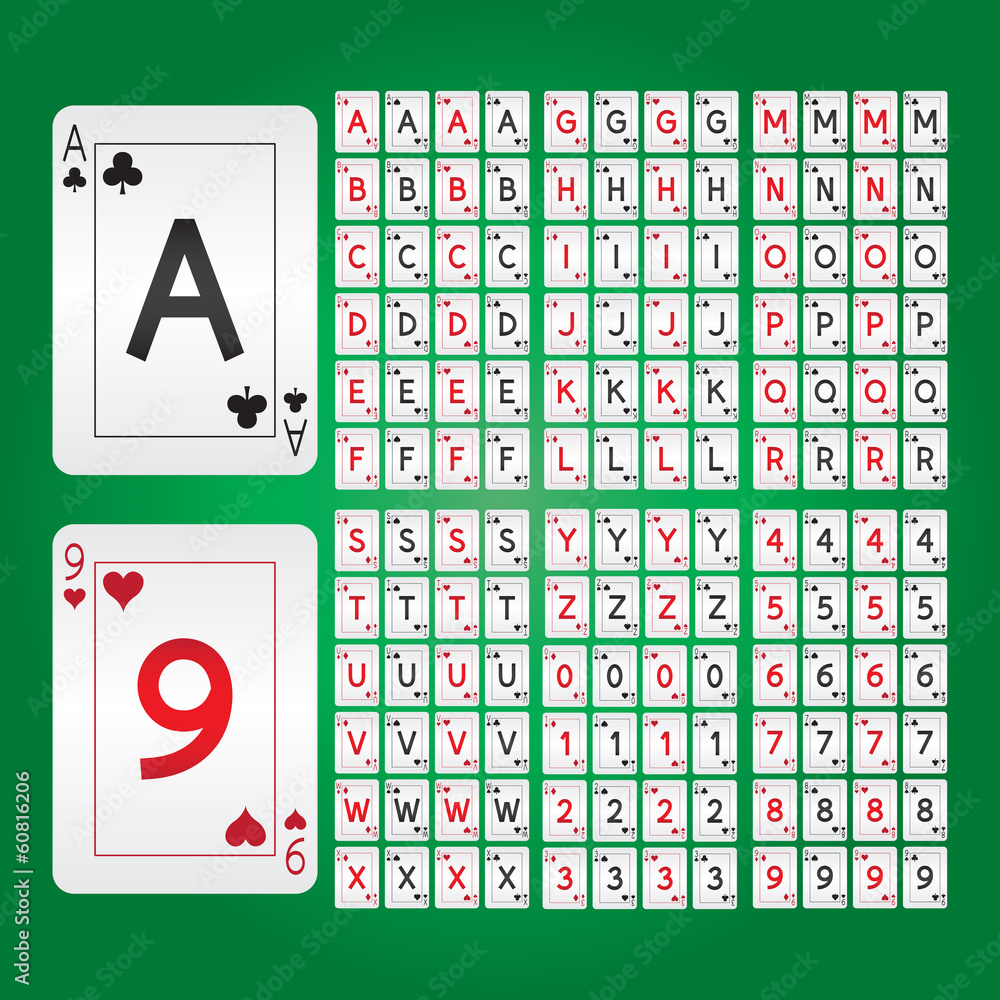 Playing Cards Alphabet and Digit Vector Stock Vector | Adobe Stock