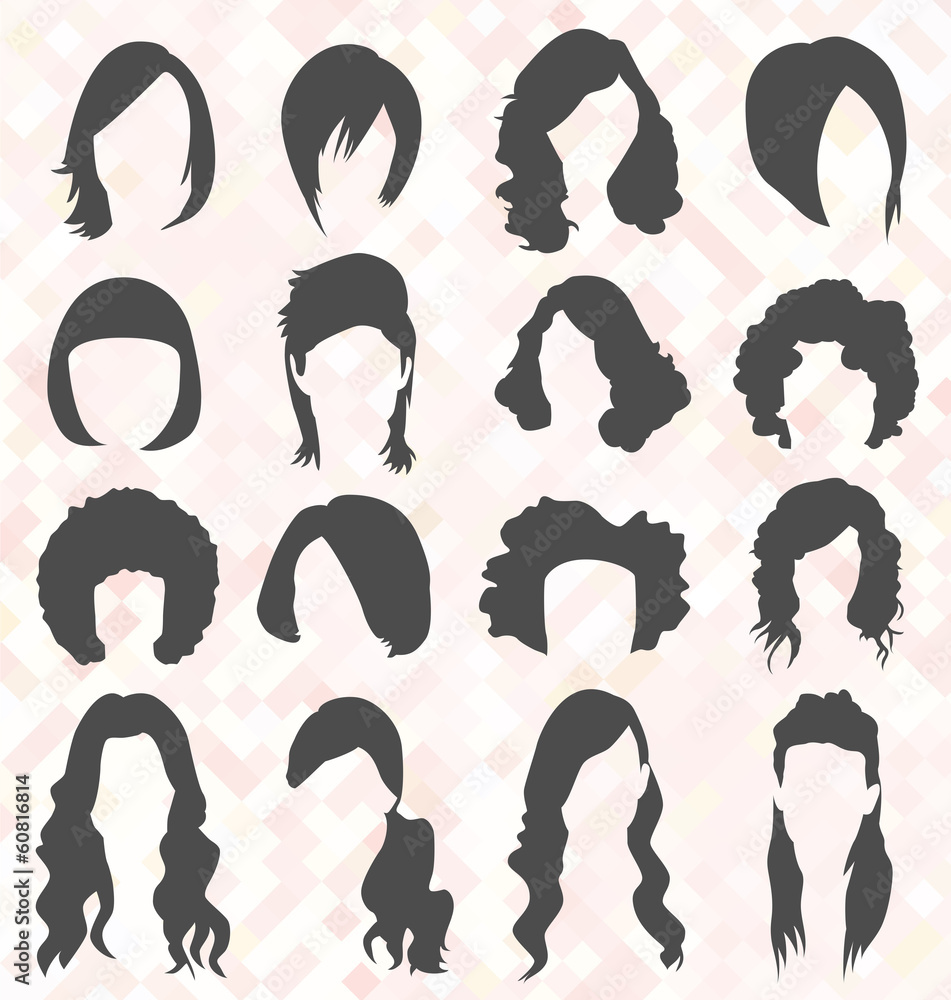 Vector Set Womans Hair Style Silhouettes Stock Vector Adobe Stock