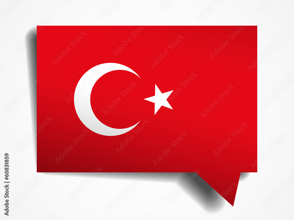 Turkey flag paper 3d realistic speech bubble on white background Stock ...