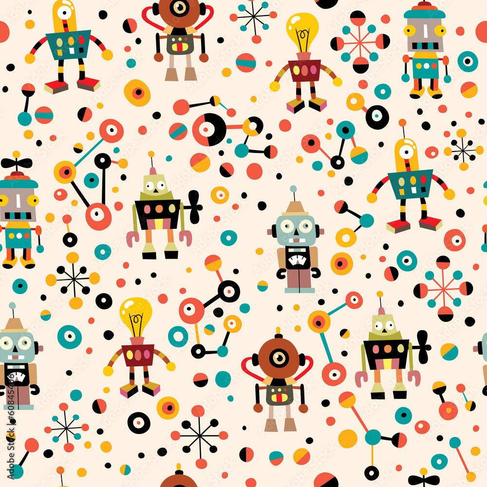 cute robots seamless pattern vector de Stock | Adobe Stock