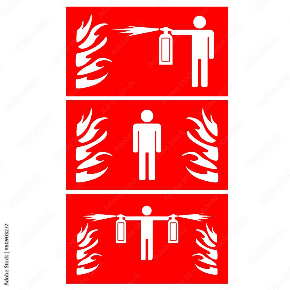 Firefighting with Extinguisher - Red warning sign - vector Stock Vector ...