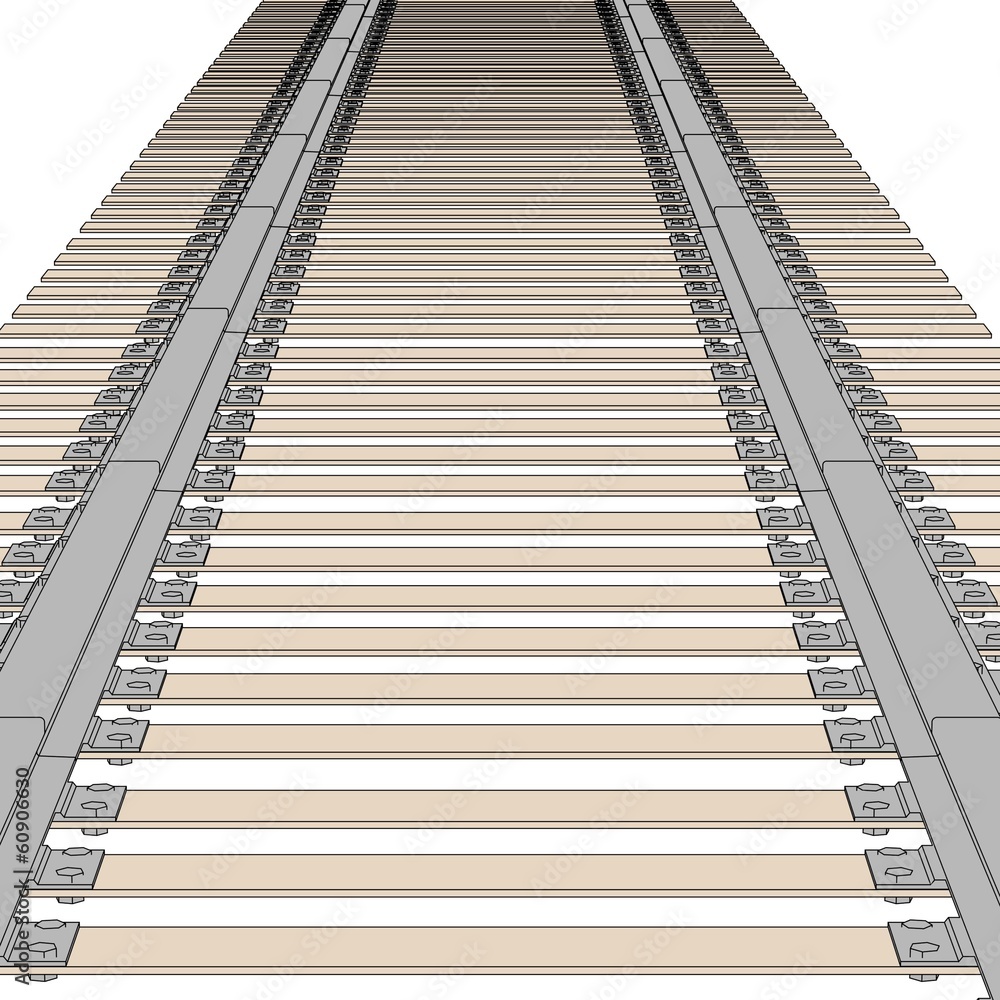 cartoon image of railway track Stock Illustration | Adobe Stock