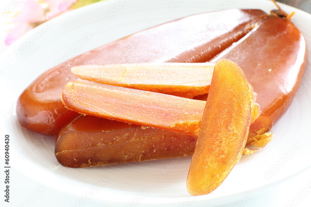 Dried fish roe Karasumi from Taiwan Stock Photo | Adobe Stock