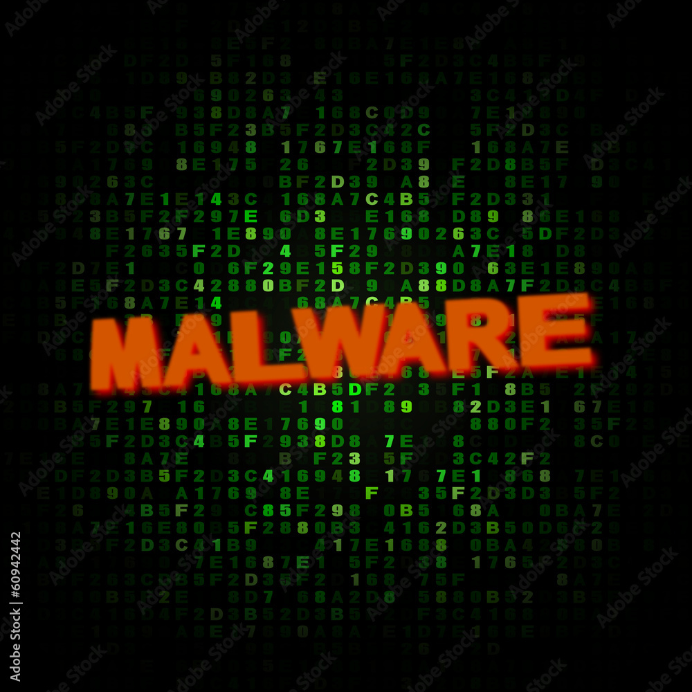 Malware text on hex code illustration Stock Illustration | Adobe Stock