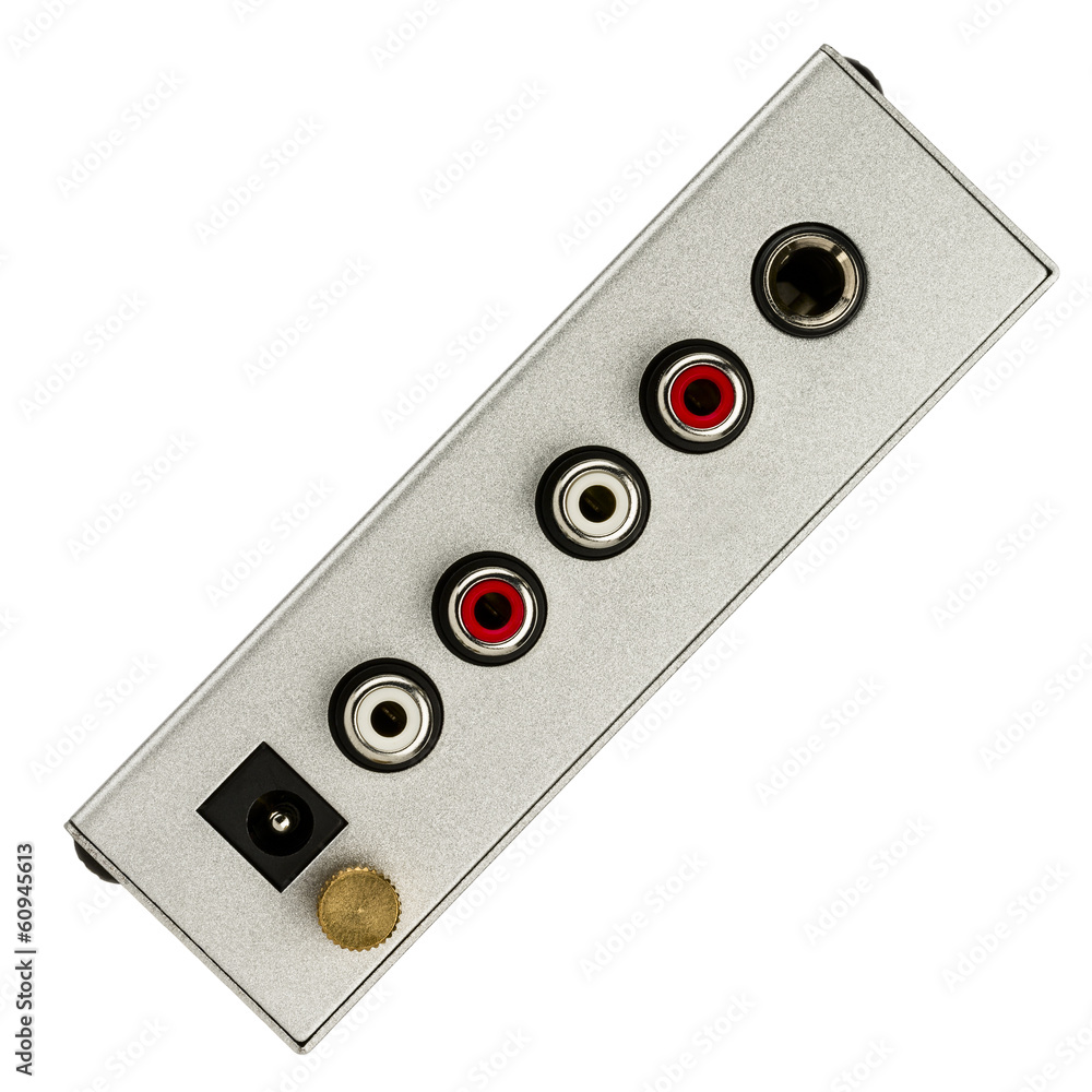 Input and output sockets of an electrical device Stock Photo | Adobe Stock