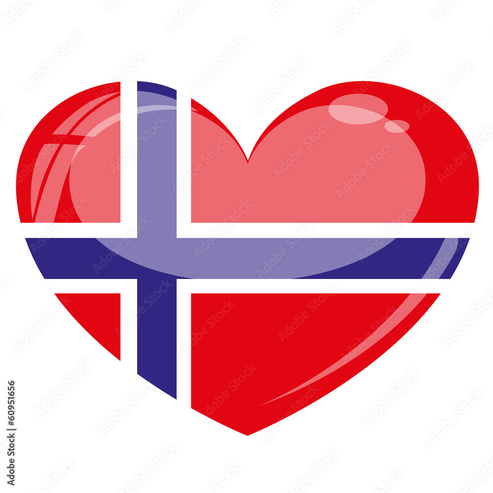 Norwegen Herz Flagge Icon Button Stock Vector | Adobe Stock