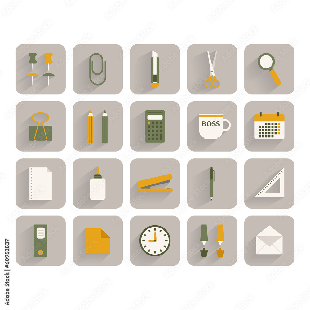 Set of office stationery icons Stock Vector | Adobe Stock