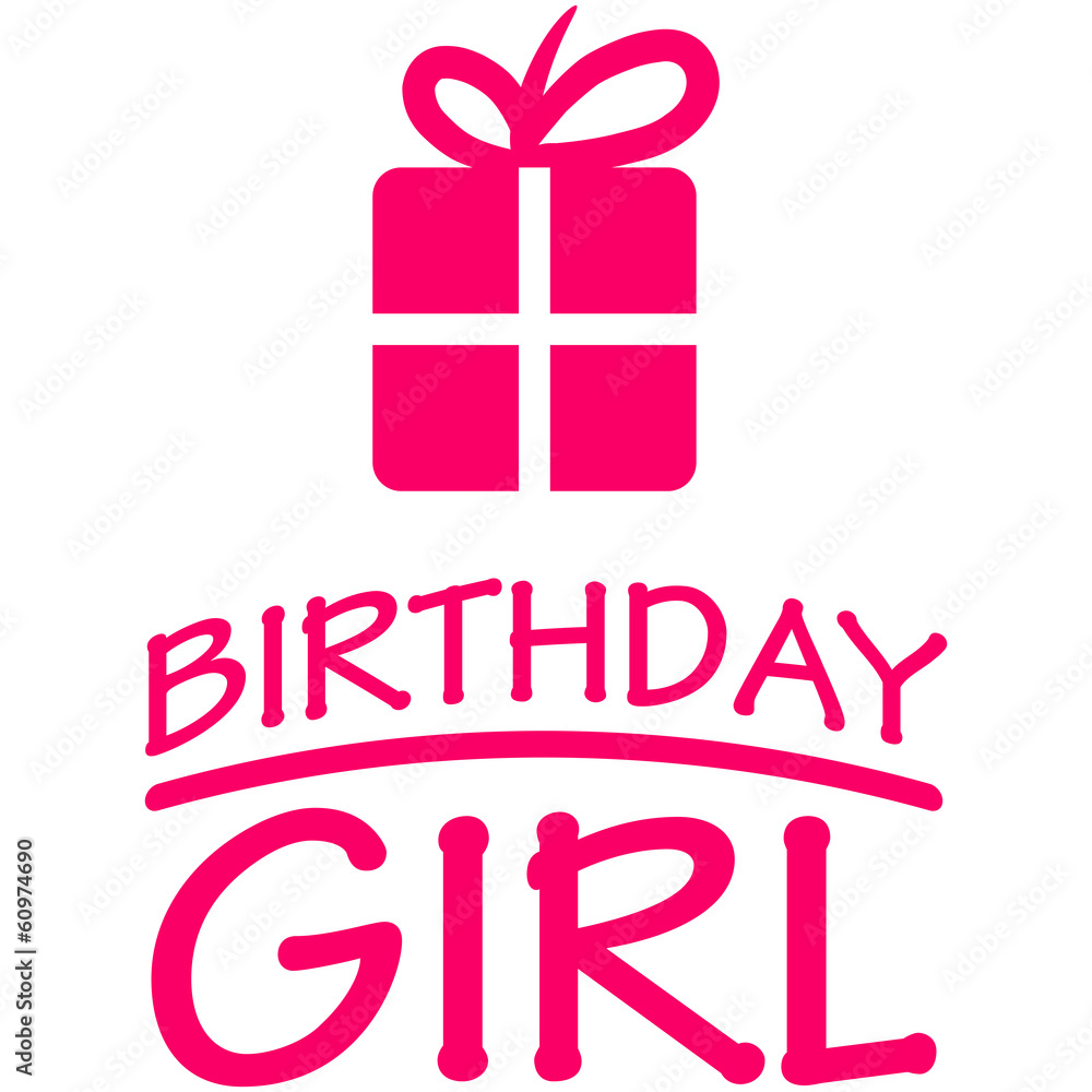 Happy Birthday Girl Present Logo Stock Illustration | Adobe Stock