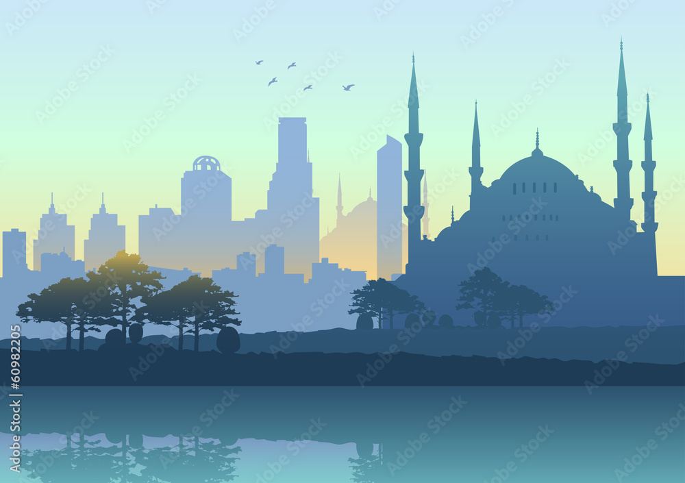 Silhouette Illustration of Istanbul skyline Stock Vector | Adobe Stock