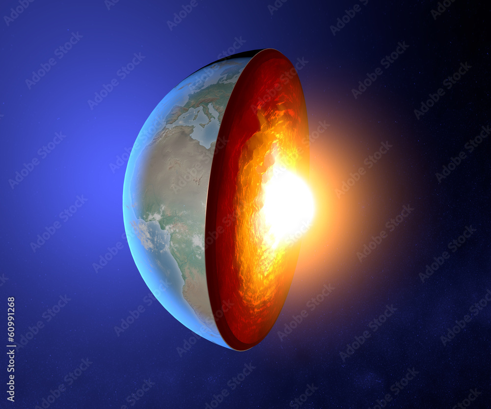 Nucleo terrestre, terra, mondo, spaccato, geofisica Stock Illustration ...