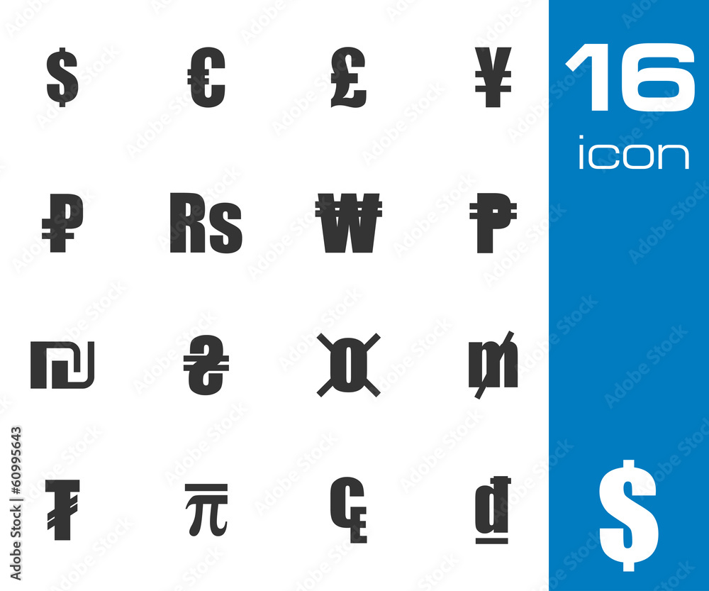 Vector black currency symbols set Stock Vector | Adobe Stock