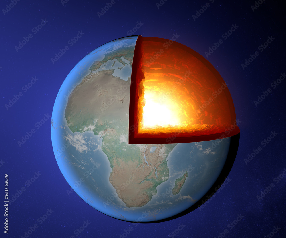 Nucleo terrestre, terra, mondo, spaccato, geofisica Stock Illustration ...