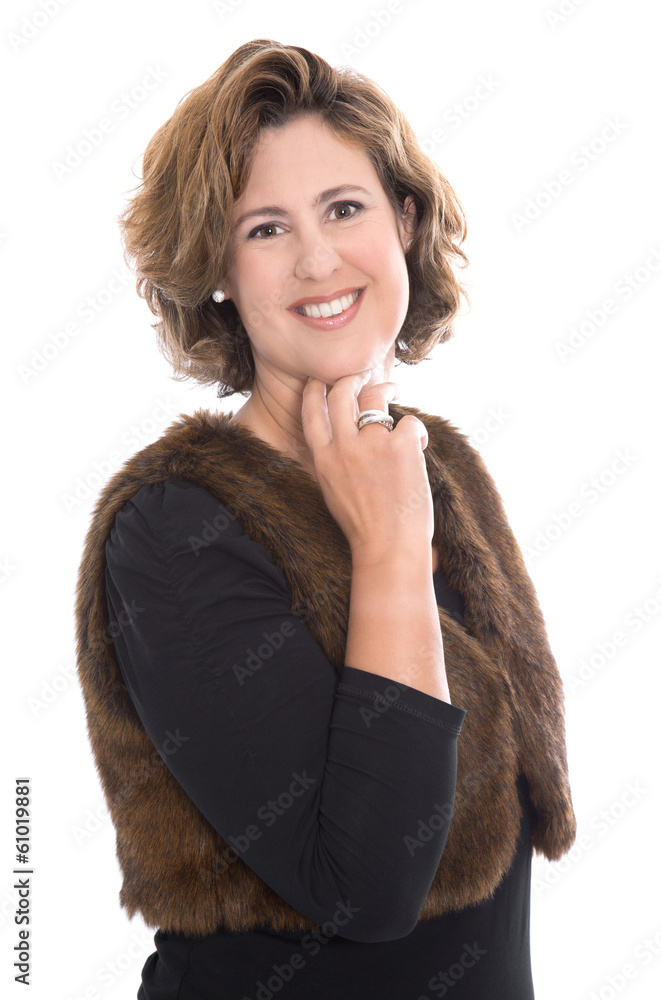 Frau, 40 Jahre: Portrait Geschäftsfrau lachend freigestellt Stock-Foto ...