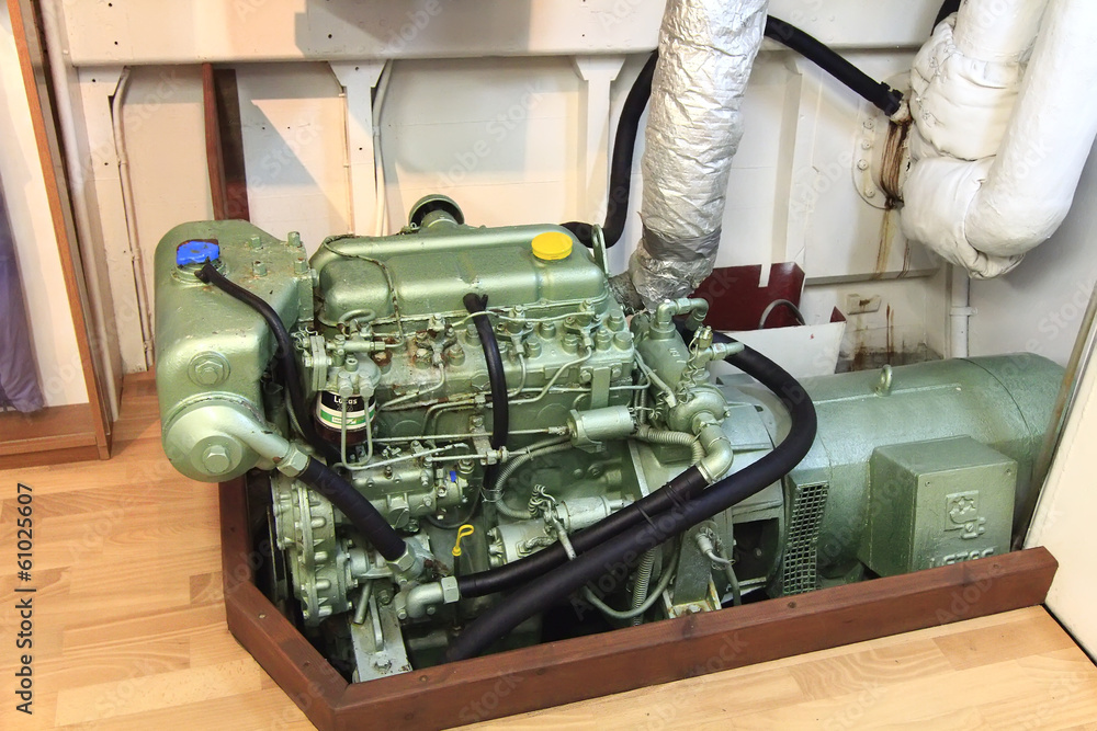 diesel engine of a small boat Stock Photo | Adobe Stock