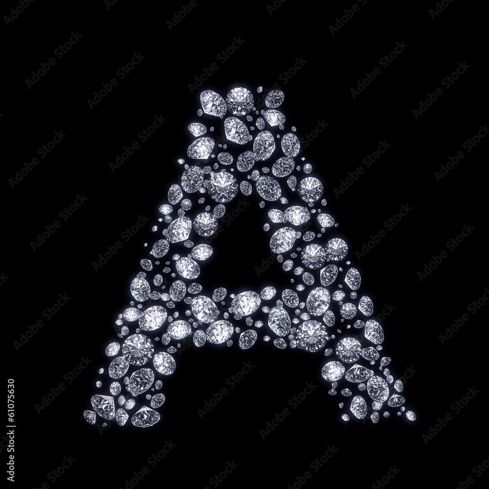 3D Diamond letter A on black isolated with clipping path Stock Photo ...