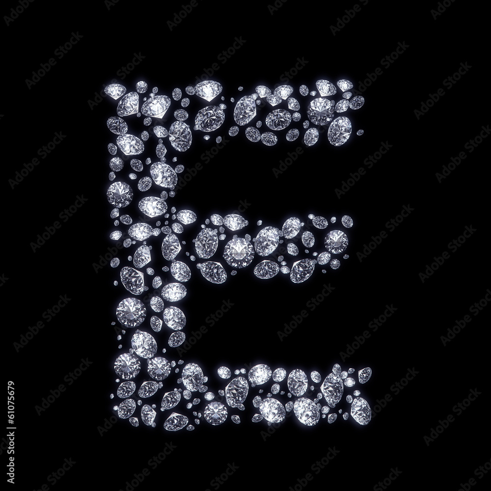 3D Diamond letter E on black isolated with clipping path Stock Photo ...