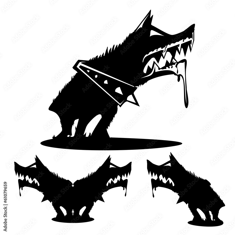 Dog - black, teeth, barking, icon, vector, silhouette, plotter Stock ...
