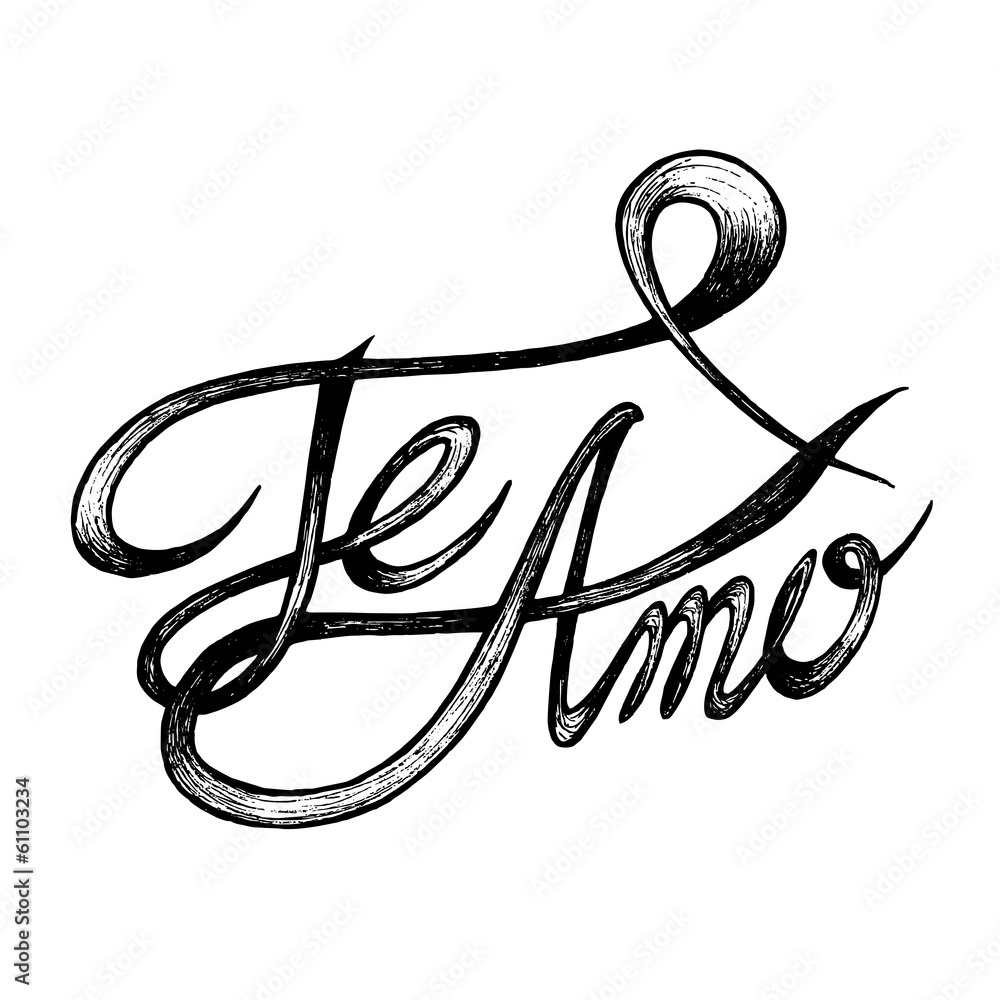 Te Amo ( I love You ) - Hand drawn quotes, black on white Stock Vector ...