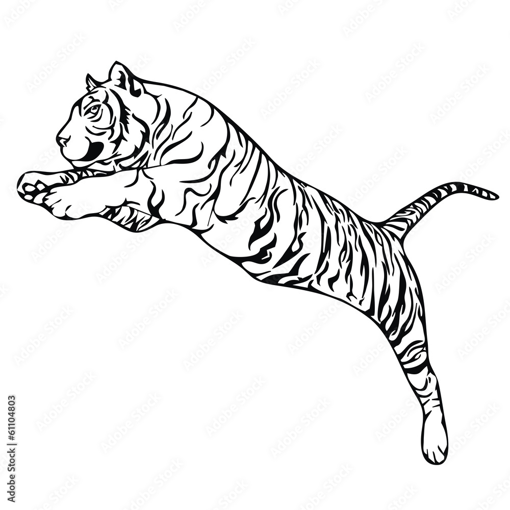 tiger attack tattoo vector Stock Vector | Adobe Stock
