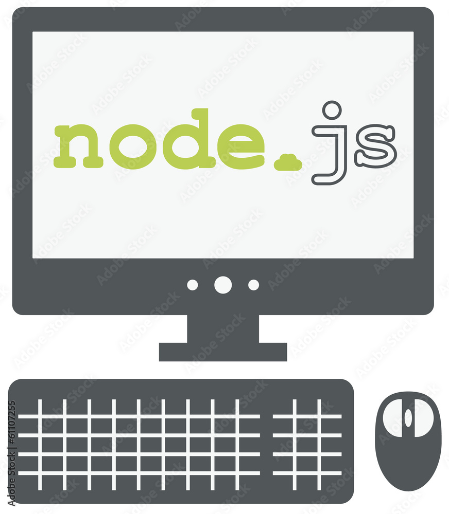 vector icon of personal computer with node js title on the scree Stock ...