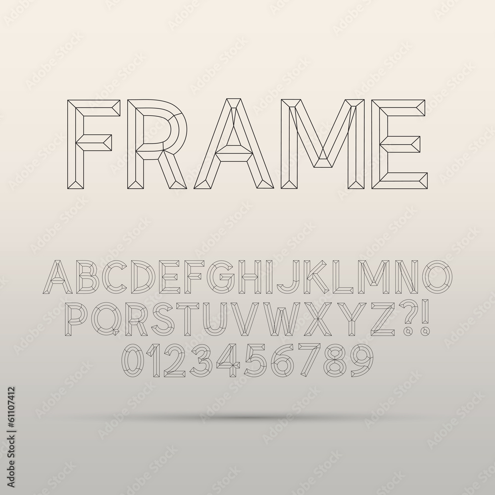 Line Framework Font and Digit, Eps 10 Vector, Editable for any B Stock ...