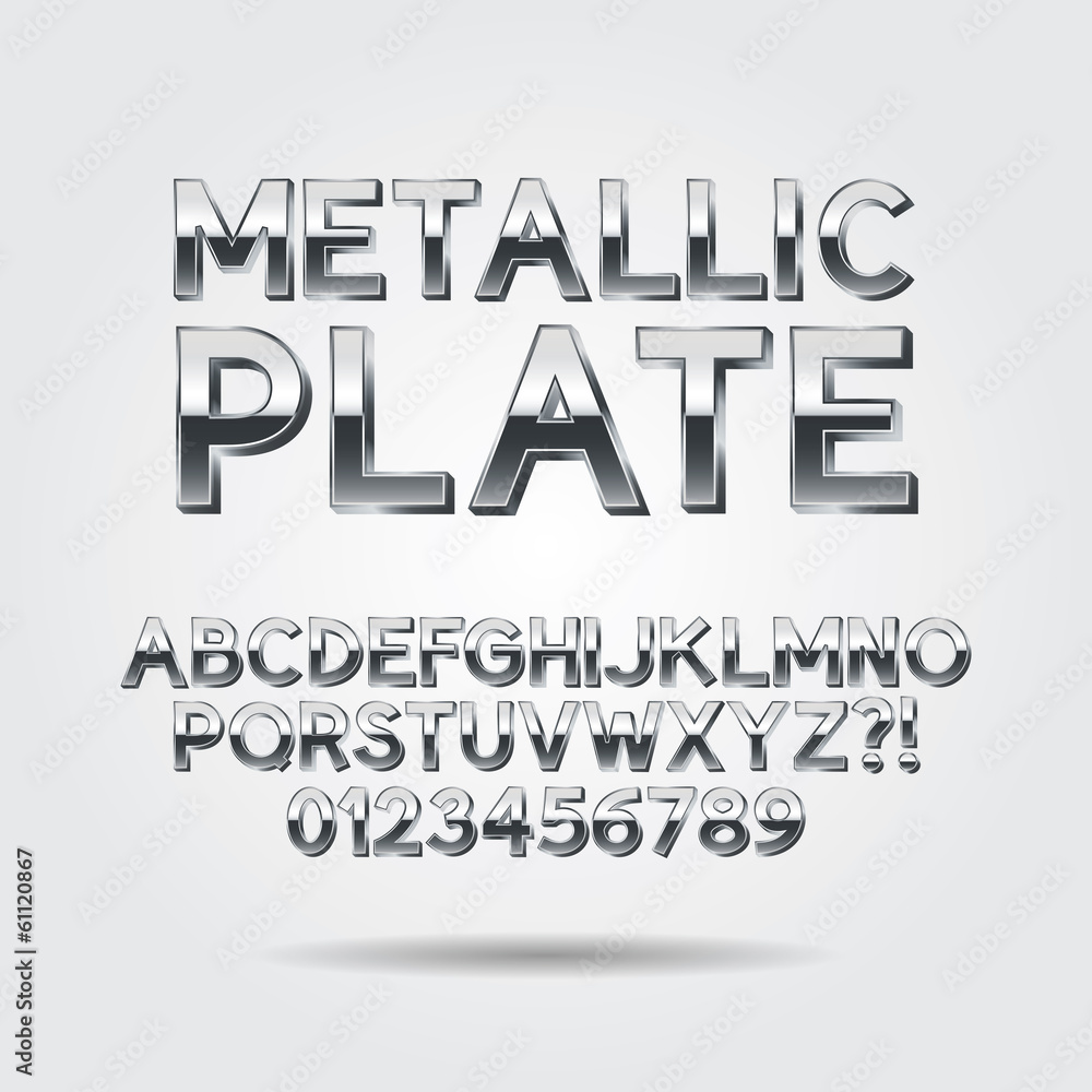 Metallic Font and Numbers, Eps 10 Vector, Editable for any backg Stock ...