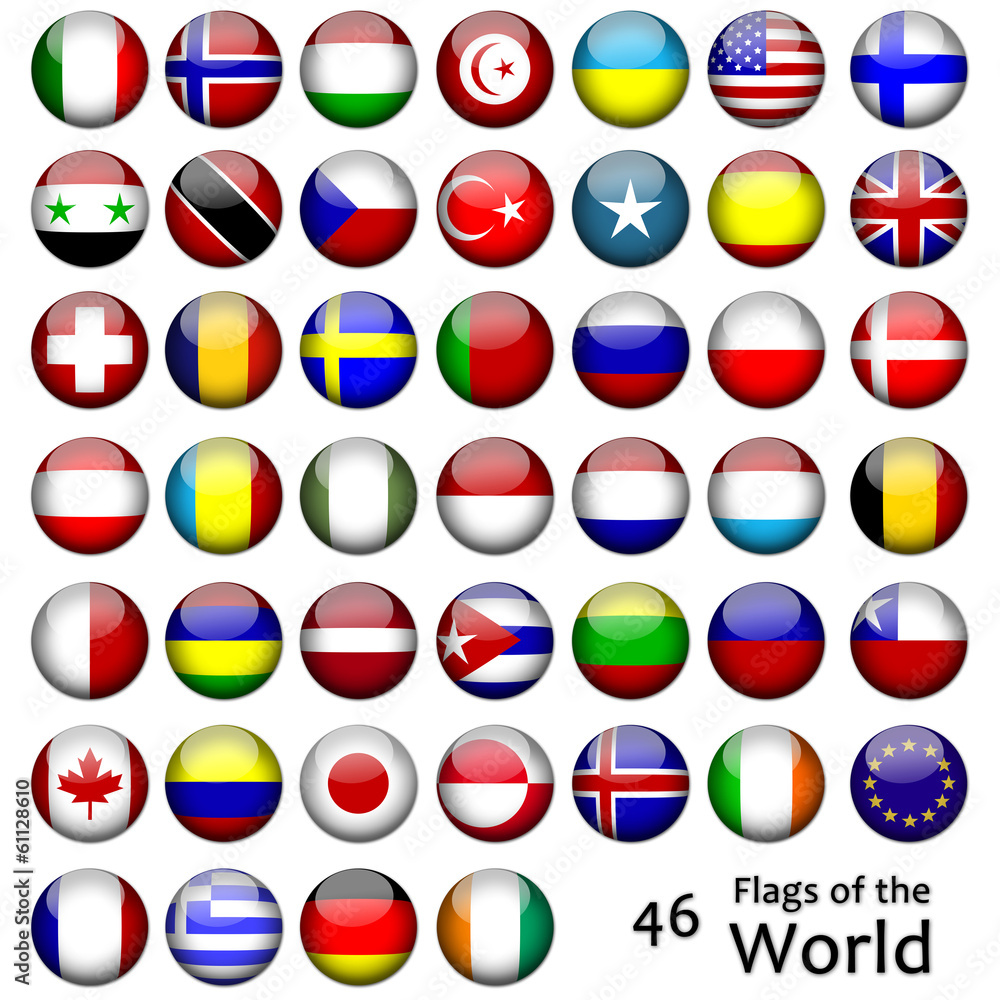 Flags of the World, Flaggenset, Button Stock Illustration | Adobe Stock