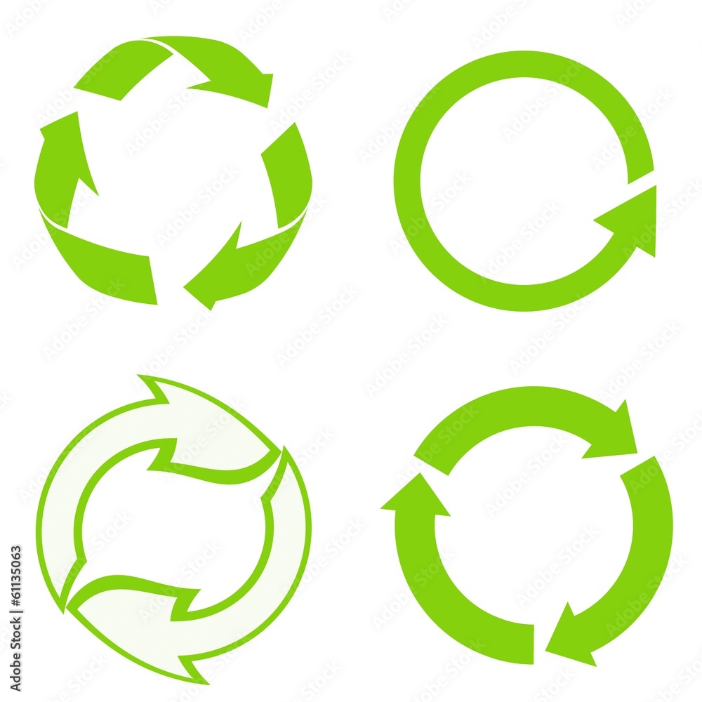 Symbole recyclage en 4 icônes Stock Illustration | Adobe Stock