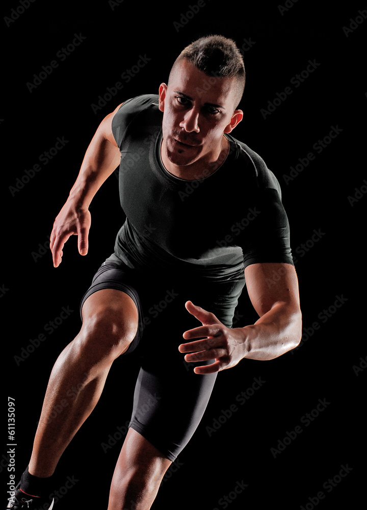 Healthy and fitness man running on white background.sprinting Stock ...