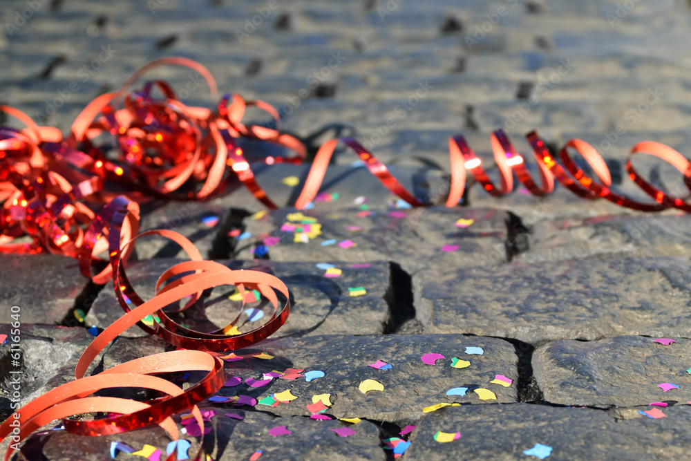 celebrate - streamer on the ground Stock Photo | Adobe Stock