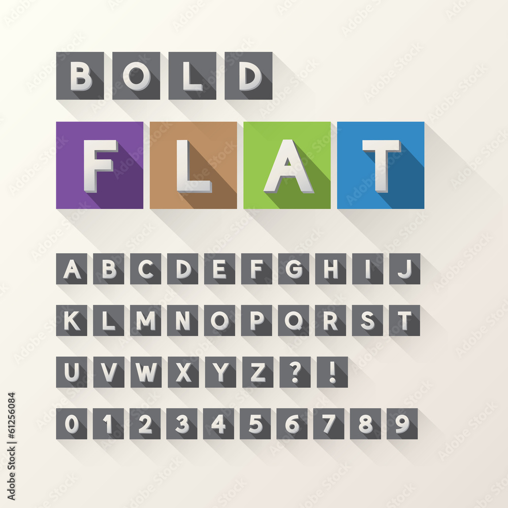 Bold Flat Font and Numbers in Square, Eps 10 Vector, Editable fo Stock ...
