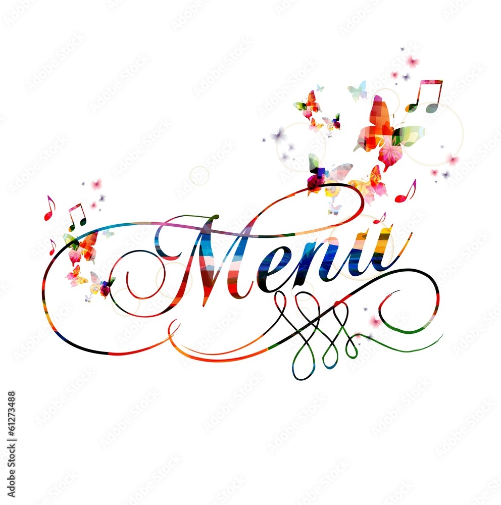 Colorful vector "Menu" background with butterflies Stock Vector | Adobe ...