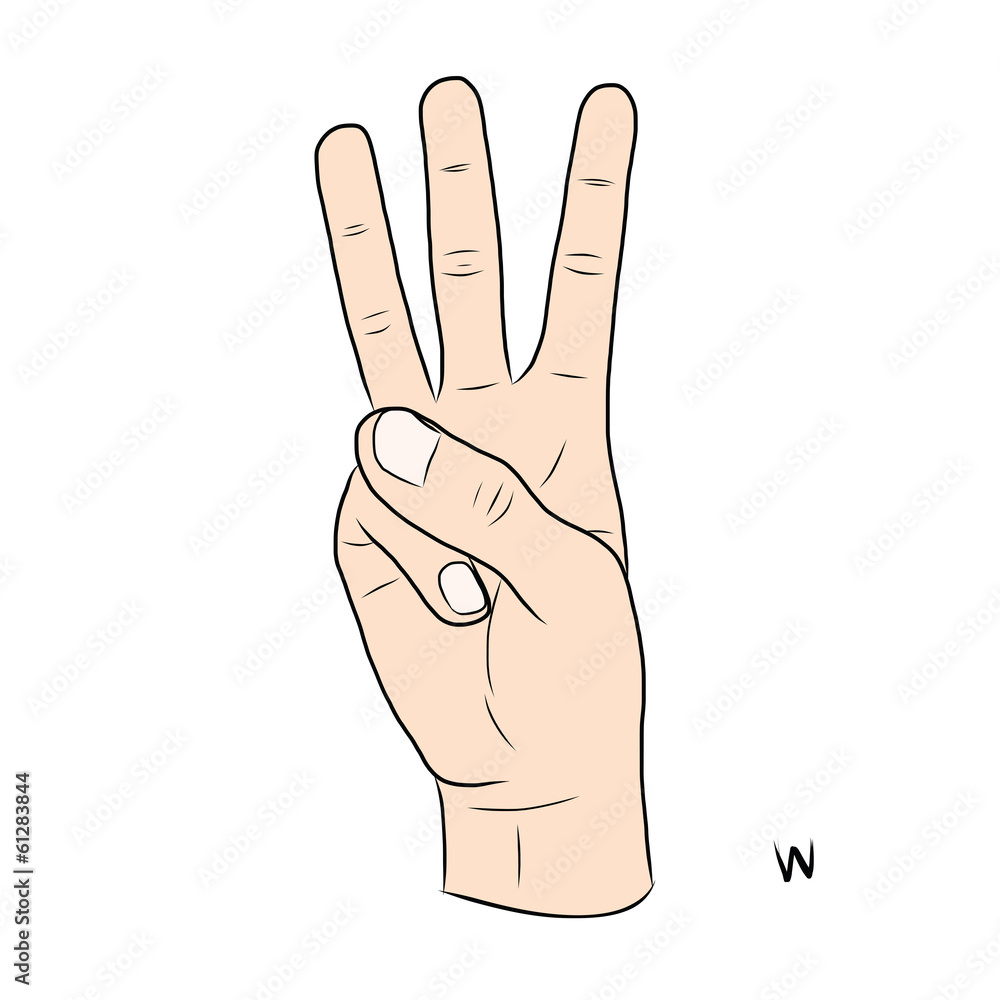 Sign language and the alphabet,The Letter w Stock Vector | Adobe Stock