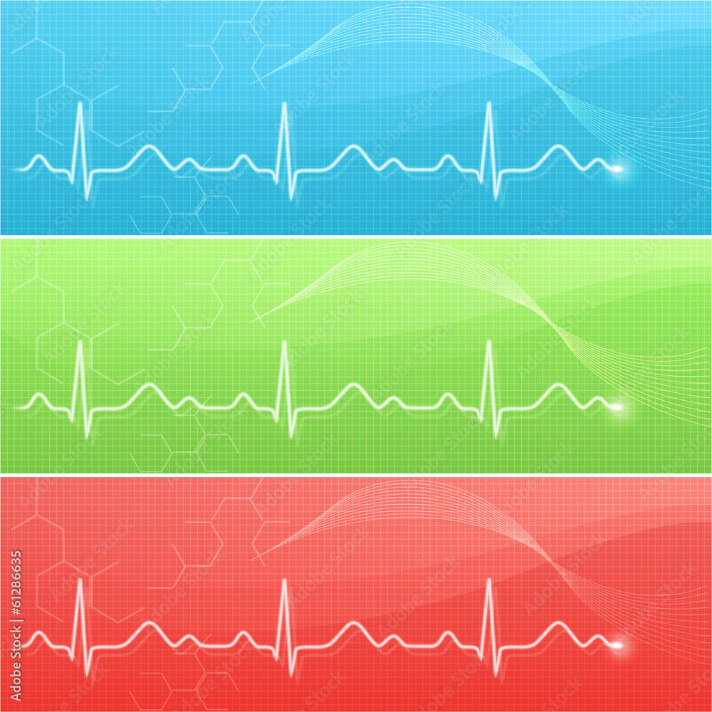 Medical background with cardiogram line in three colors Stock Vector ...