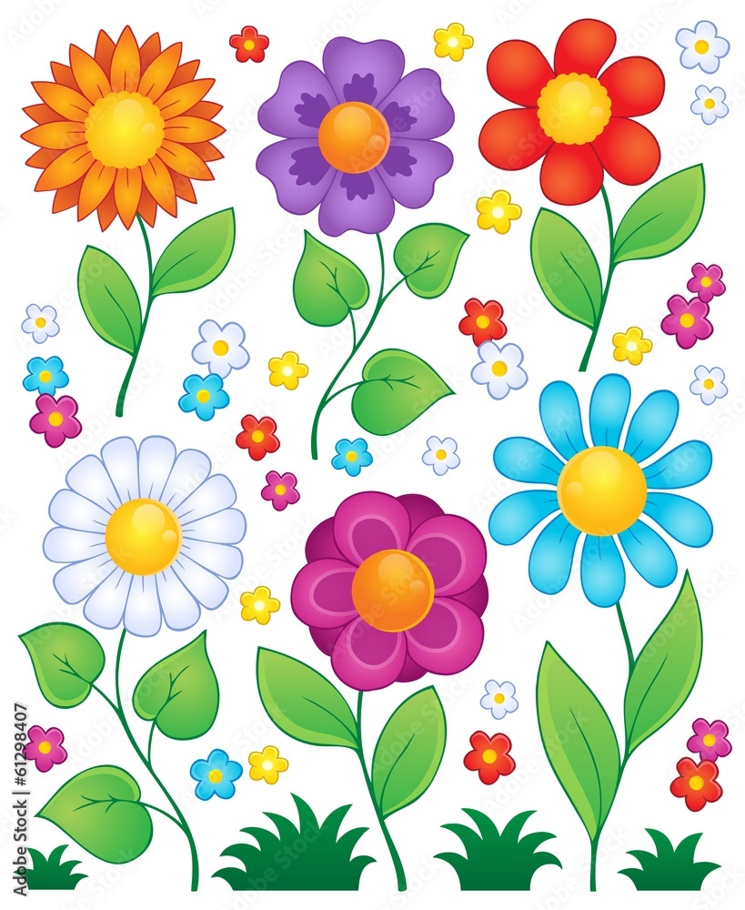 Cartoon flowers collection 3 Stock Vector | Adobe Stock