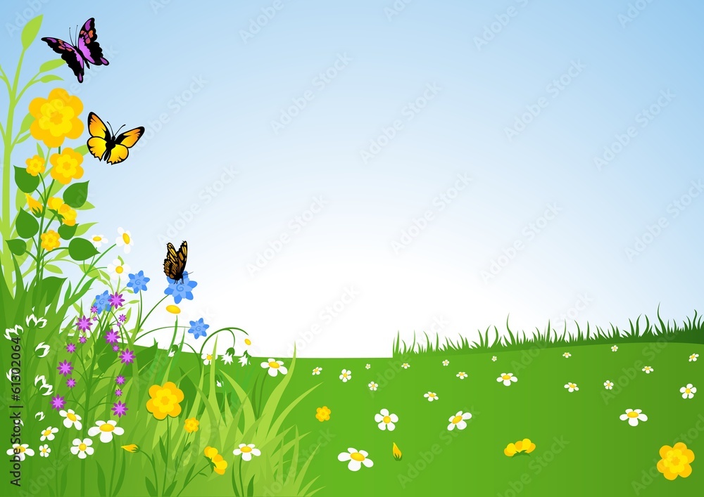 Spring Meadow - Cartoon Background Stock Vector | Adobe Stock