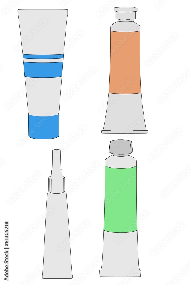 cartoon image of paint tubes Stock Illustration | Adobe Stock
