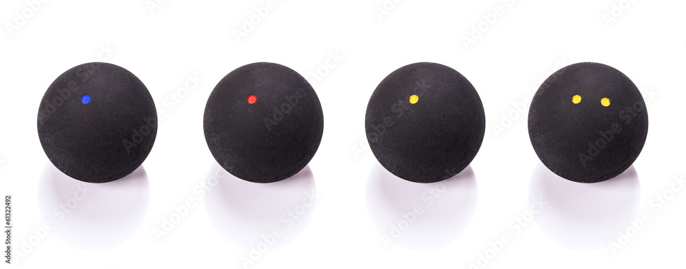 Selection of squash balls isolated over white background Stock Photo ...
