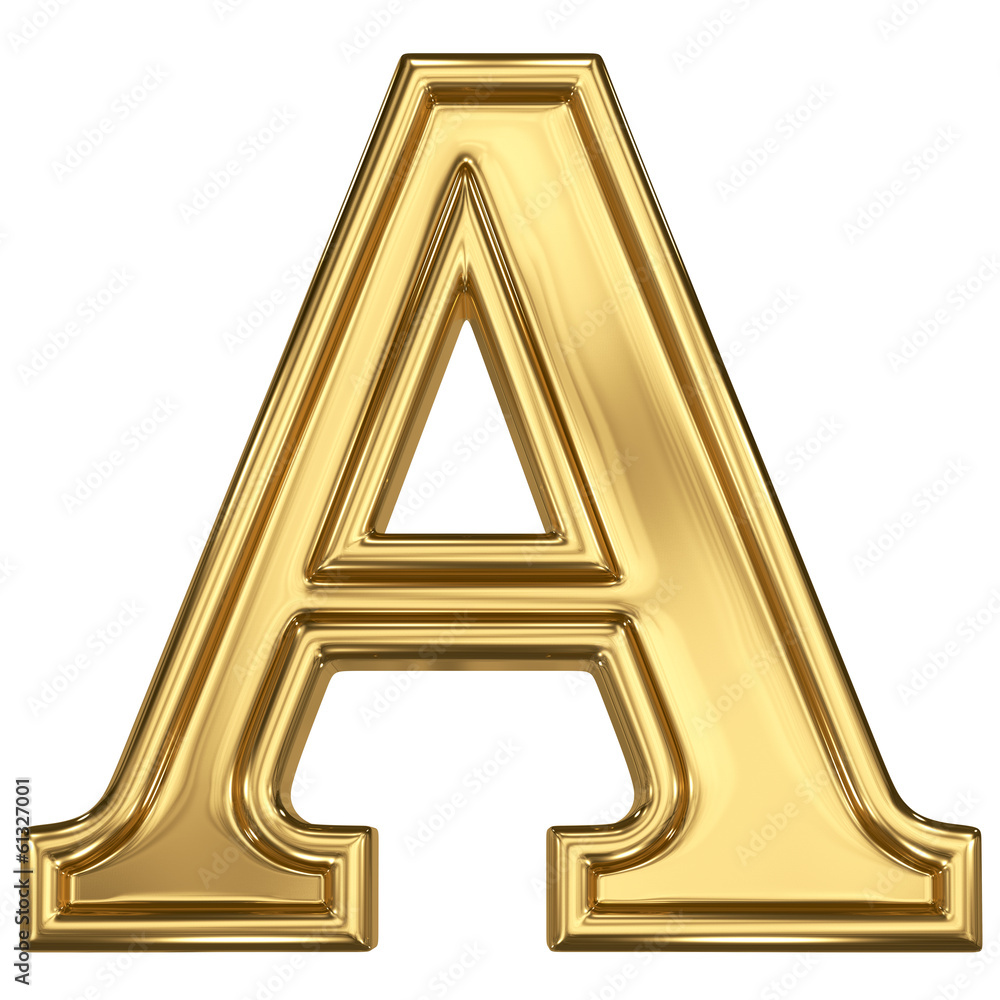 3d brushed golden letter - A. Isolated on white. Stock Illustration ...