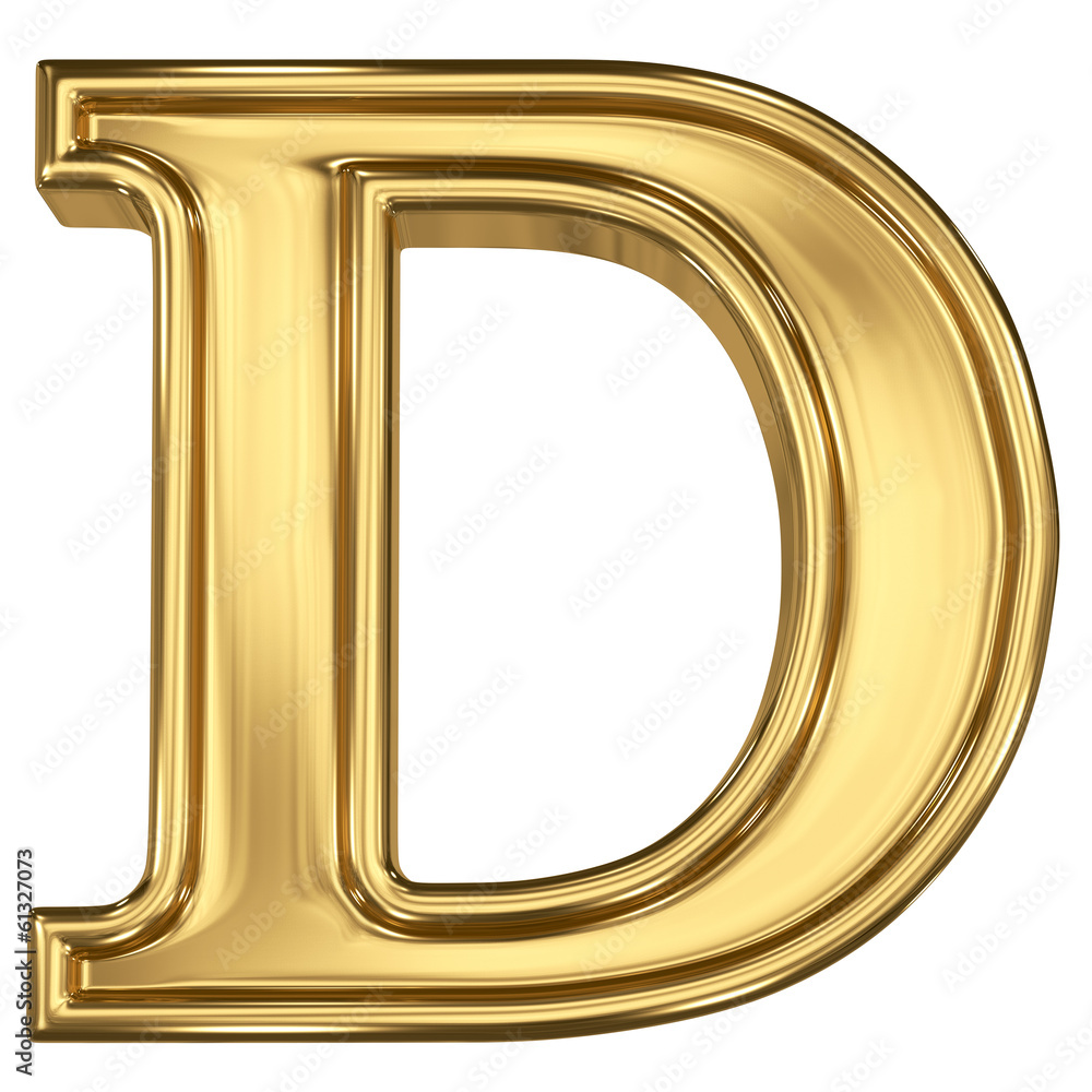3d brushed golden letter - D. Isolated on white. Stock Illustration ...