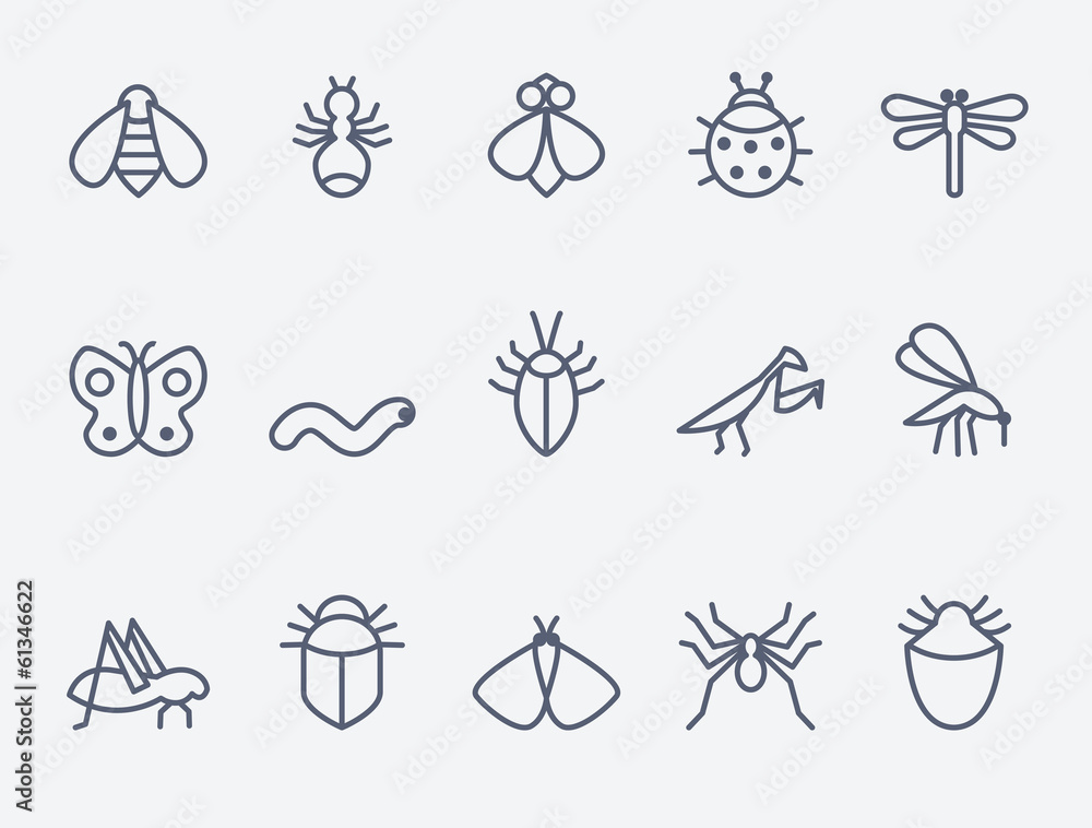insect icon set Stock Vector | Adobe Stock