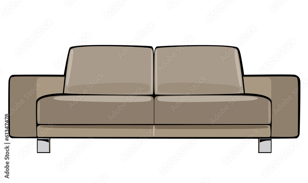 vector cartoon beige couch isolated on white background Stock Vector ...