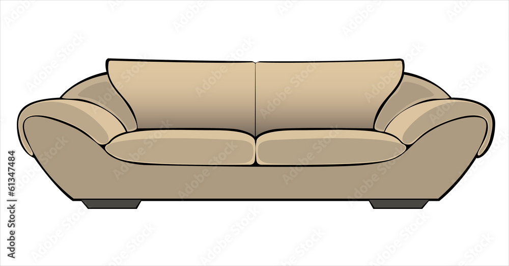 vector cartoon beige couch isolated on white background Stock Vector ...