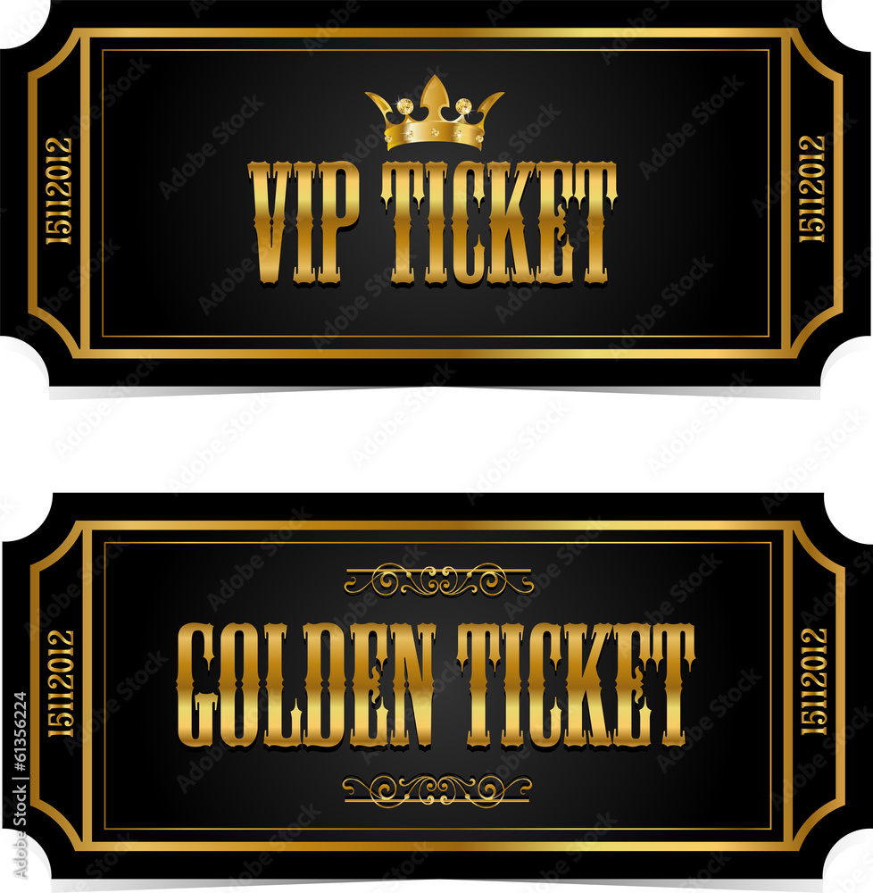 VIP and Golden tickets Stock Vector | Adobe Stock
