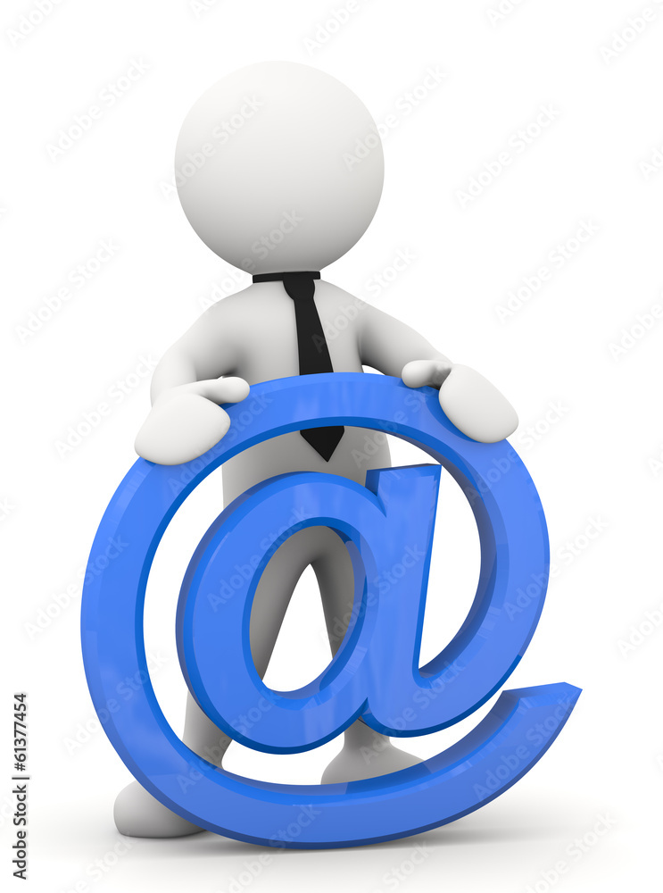 omino bianco appoggiato al simbolo E-mail Stock Illustration | Adobe Stock