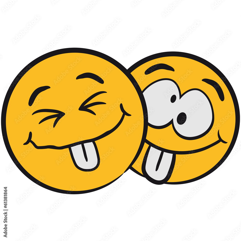 Lustig Frech Verrückt Comic Smileys Freunde Stock Illustration | Adobe ...